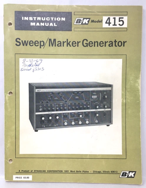 B&K SWEEP MARKER Generator Model 415 Instruction Manual Dynascan Corp £ ...