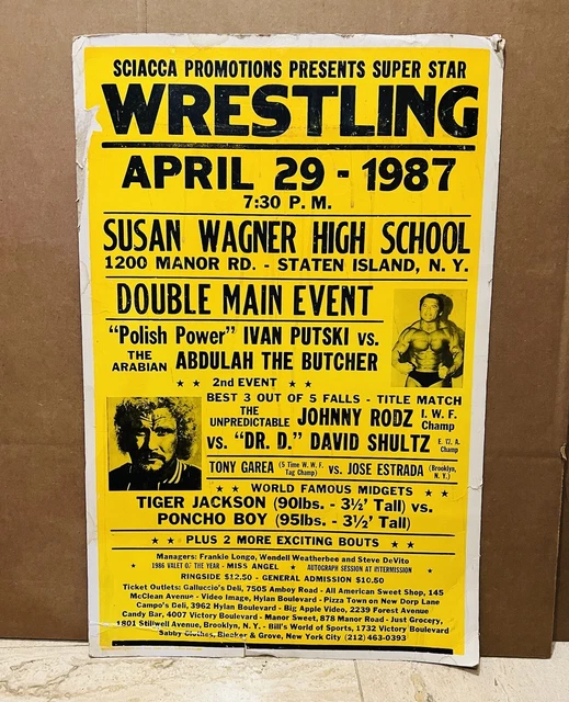 RARE ORIGINAL 1987 Wrestling WWF WWE Promo Poster Advertising SIGN ...