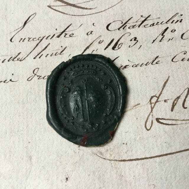 CACHET EN CIRE Sceau Ancien Armoiries Couronne de Comte Comtale EUR 18 ...