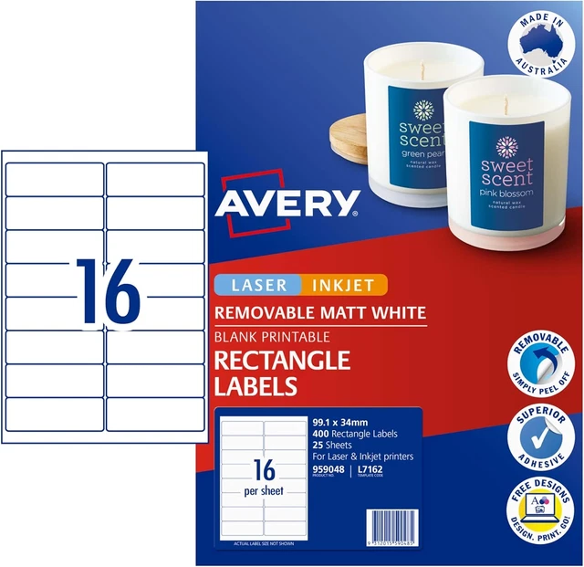 AUSTRALIA MATT WHITE Removable Rectangle Labels - Printable Product ...