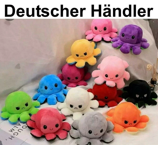 PLÜSCHTIER WENDEOKTOPUS WENDETIER Octopus Krake Emotion Stimmung Kuscheltier EUR 8,99 - PicClick DE
