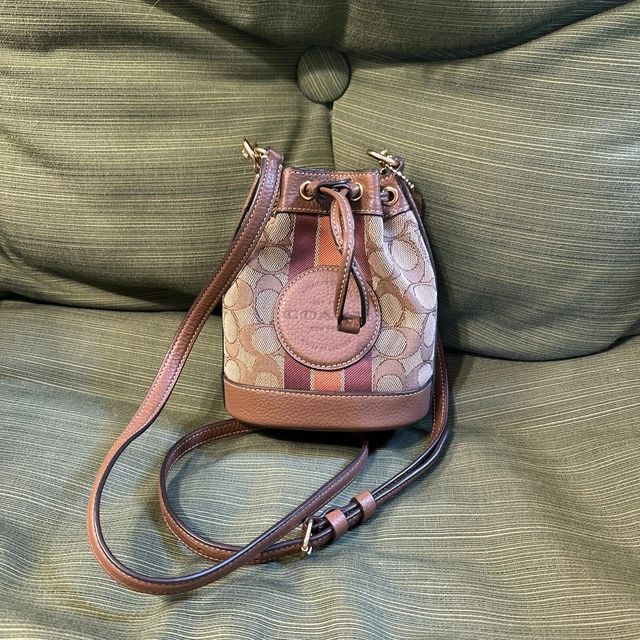 COACH MINI DEMPSEY Bucket Bag In Signature Jacquard With Stripe And Coach Patch $181.24 ...
