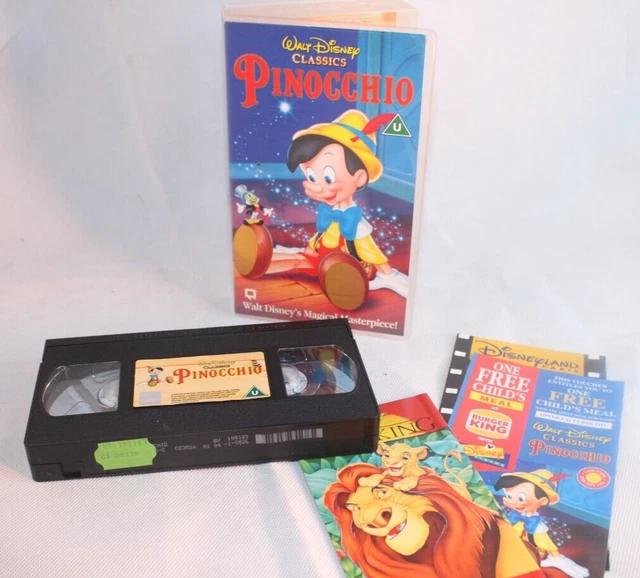 PINOCCHIO DISNEY CLASSICS VHS with Original Promotional Insert Leaflets ...