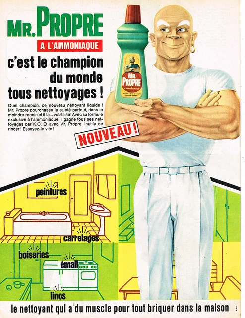 PUBLICITE ADVERTISING 045 1964 MONSIEUR PROPRE champion du nettoyage 2 ...