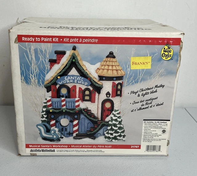 VTG WEE CRAFTS Ready To Paint Kit Santa’s Workshop Musical #21787 ...