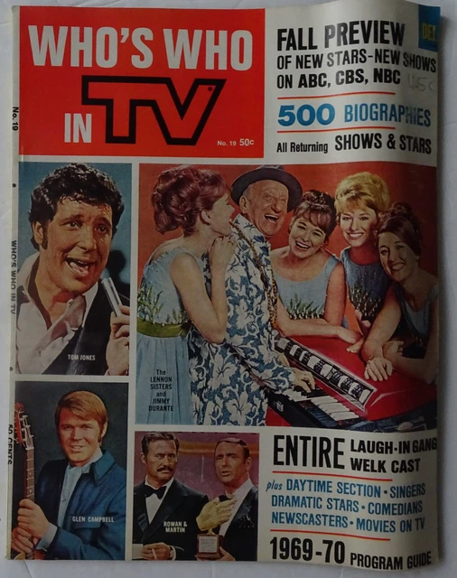 WHO'S WHO IN TV Magazine No. 19 - 1969- 70 Program Guide $10.00 ...