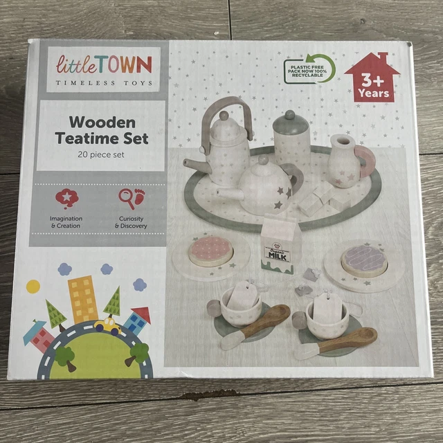 LITTLE TOWN TIMELESS Toys Wooden Tea Set Suitable For 3+ £21.99 ...