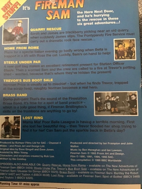 FIREMAN SAM'S BIG Video VHS Video Cassette 1999 Tested £24.99 - PicClick UK