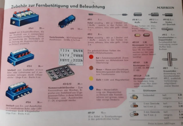 OVP BOX MÄRKLIN 475/4 STELLPULT SCHALTPULT KIPPHEBEL m. SCHRAUBEN ...