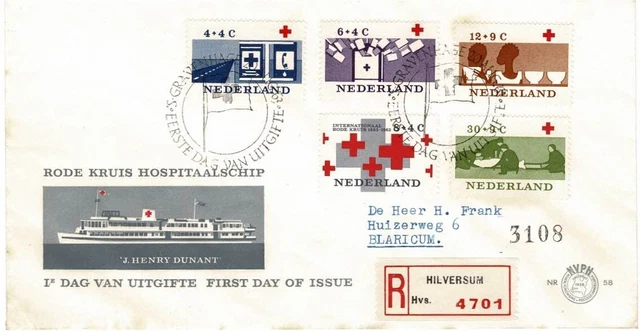 PAYS-BAS NEDERLAND 1963 Fond Croix Rouge Et Centenaire Lot De 5 Couverture Premier Jour EUR 2,08 ...