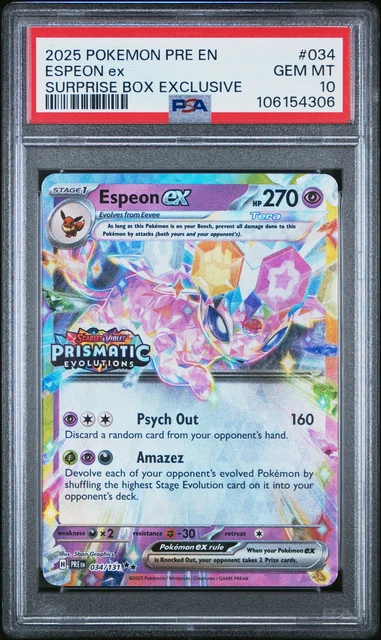2025 POKEMON PRE En-Prismatic Evolutions Surprise Box Exclusive Espeon ...