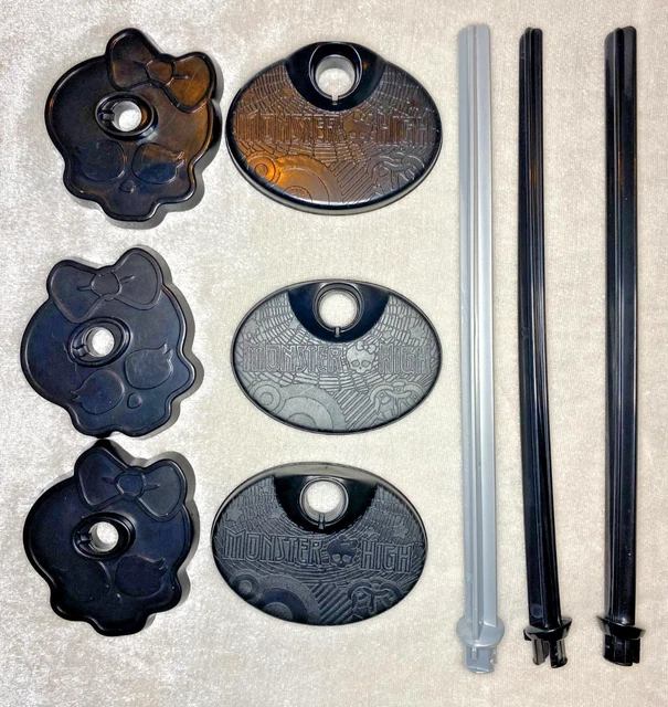 MONSTER HIGH DOLL Stand Parts Base Upright Black Silver Display Saddle ...