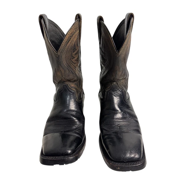 ARIAT MENS SQUARE Toe Western Cowboy Boots Black Leather Size 8D £62.38 ...