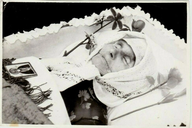 1970S POST MORTEM funeral coffin dead old woman Icon corpse odd Russian ...