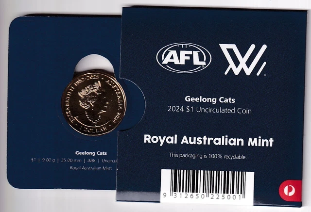 AUSTRALIAN: 2024 $1 Afl Team Geelong Cats Unc Coin On Card EUR 7,38 ...