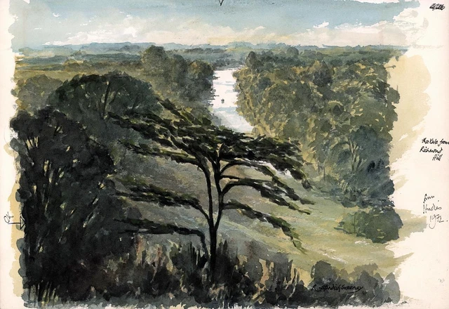 ROBERT STANDISH-SWEENEY WATERCOLOUR Painting THE VALE FROM RICHMOND ...