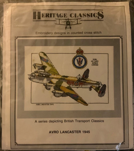 HERITAGE CLASSICS AVRO Lancaster 1945 RAF Bomber Command Cross Stitch ...