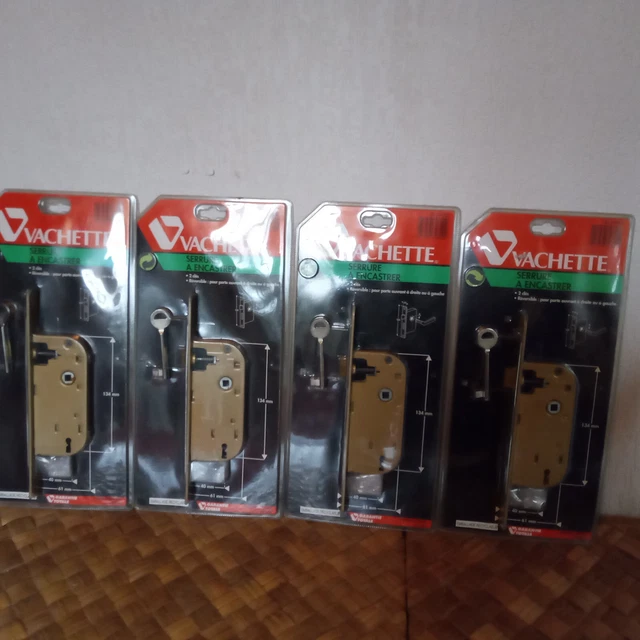 SERRURES A ENCASTRER VACHETTE, NEUVES, LOT DE 4 , 134 mm, emballage ...