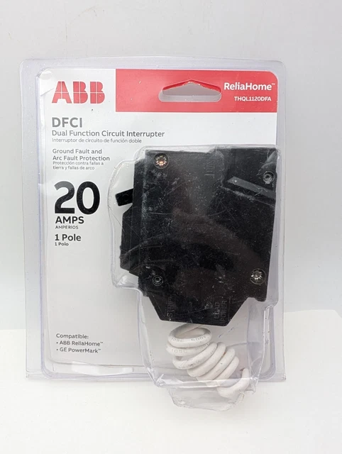 ABB 20 AMPS DFCI Dual Function Circuit Interrupter THQL1120DFA (Opened ...
