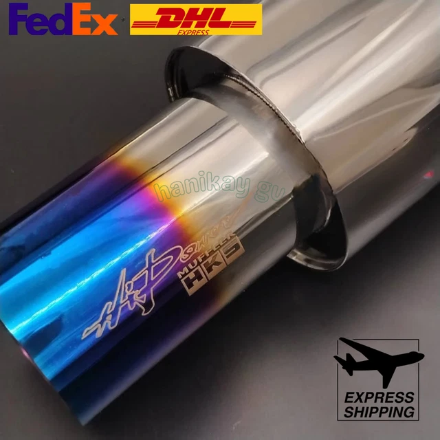 HKS HI POWER Exhaust Muffler Titanium Blue Straight Flow 2.5" In 4" Out ...