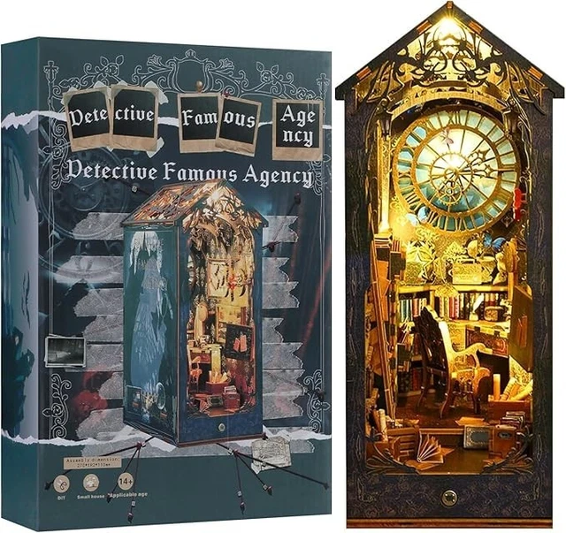 DIY BOOK NOOK Kit Wooden Miniature Dollhouse with Light Wonder Library ...