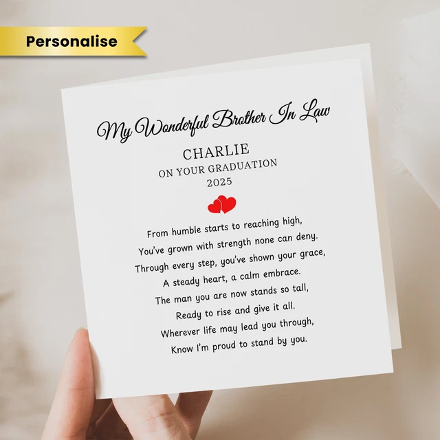 PERSONALISED GRADUATION POEM Card Custom Graduation Card For Brother In ...