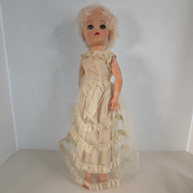 1950S ERA HIGH Heel Doll 17” Tall Blonde Blue Eyes, w Earrings, As Is ...