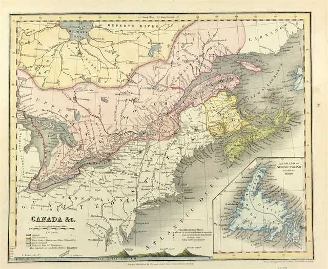 MAP CANADA 1840 with Mountain Ranges height Orr & Co London £38.00 ...