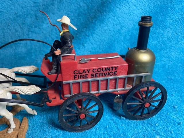 VINTAGE ORIGINAL 1970’S Timpo Wild West Cowboy Clay County Fire Wagon W ...