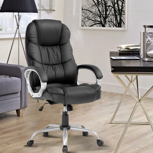 ERGONOMIC OFFICE CHAIR High Back Computer Desk Chair PU Leather ...