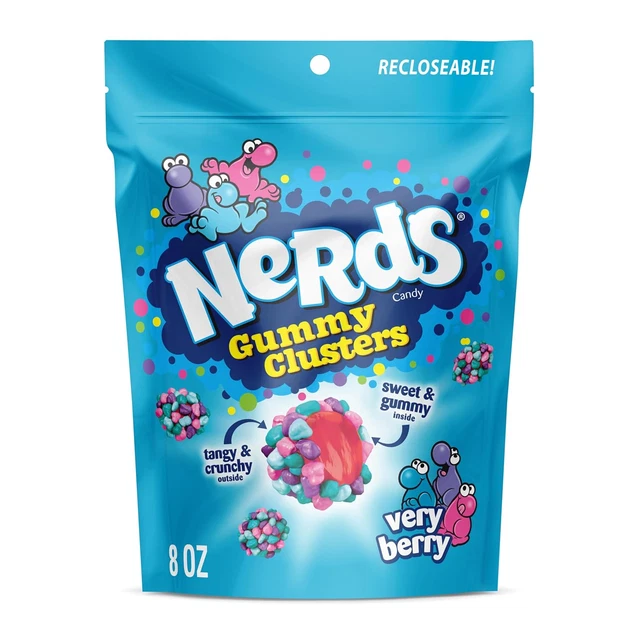 NERDS GUMMY CLUSTERS, Very Berry Flavor, Crunchy & Chewy, 8 Oz Bag ...