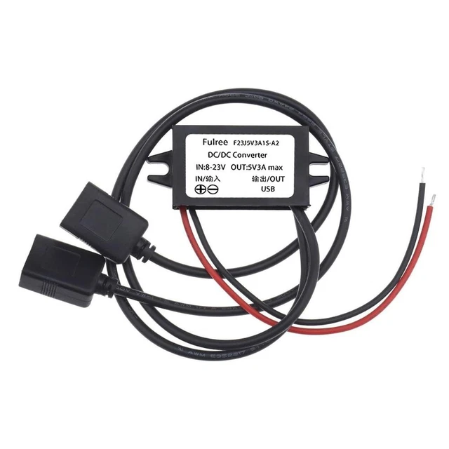 QUICK CHARGE QC3.0 Dual USB Converter DC 12V/24V to 5V 3A Buck Charging ...