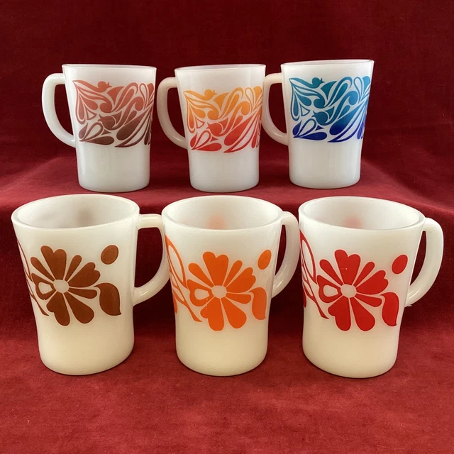 6X VINTAGE PYREX Ovenware Milk Glass Coffee Mugs (5B) MO#8692 $94.00 ...