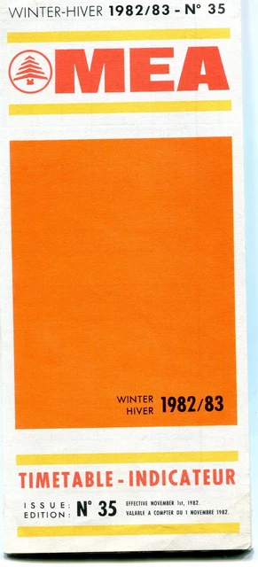 HORAIRE / TIMETABLE Mea Hiver 1982/1983 EUR 5,00 - PicClick FR