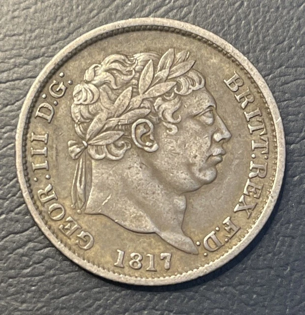 1817 KING GEORGE III Great Britain Silver Shilling 1S Coin £0.01 ...