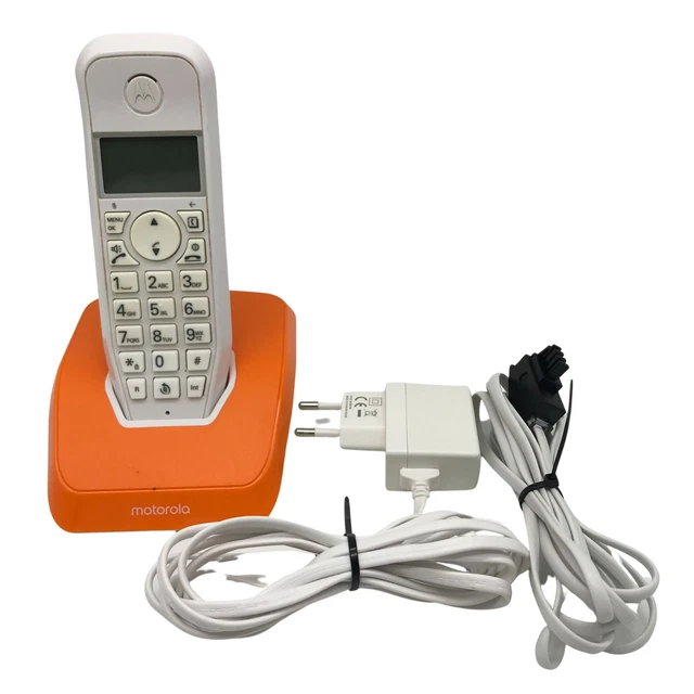 MOTOROLA S1201 PHONE Landline Base Station with AB Orange Cordless ...