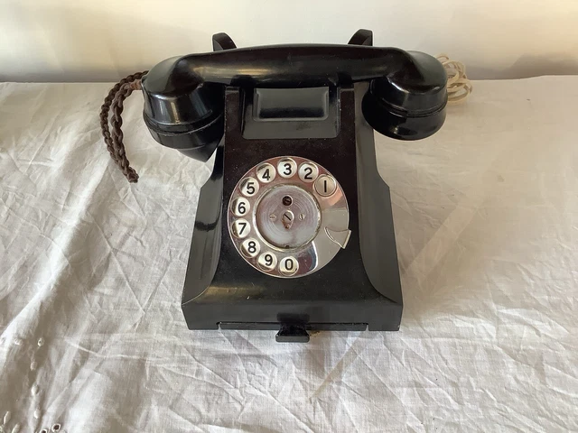 VINTAGE BLACK BAKELITEROTARY Dial Telephone With Pull Out Tray. £31.92 ...