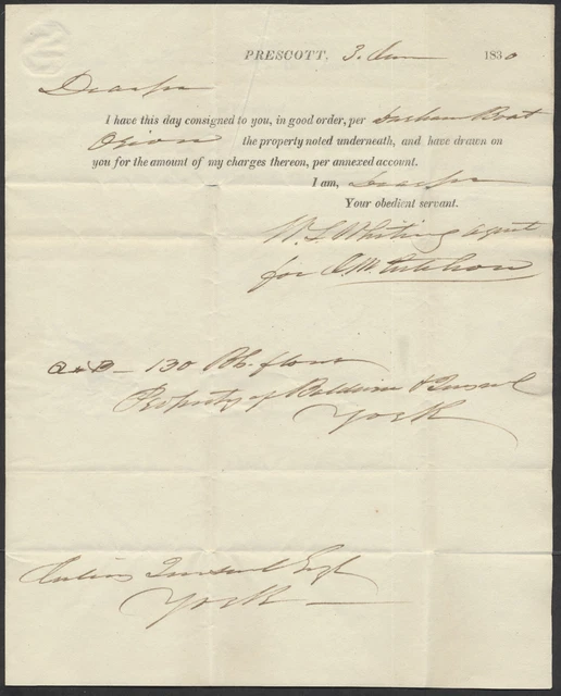 1830 CANADA DURHAM Boat Orion Ship Letter Prescott to Montreal St ...