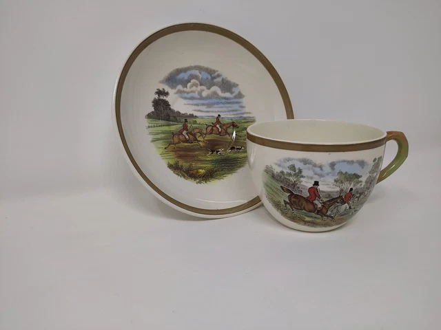 COPELAND SPODE TEACUP & Saucer Hunting Scenes "The Death " & "Gone Away ...