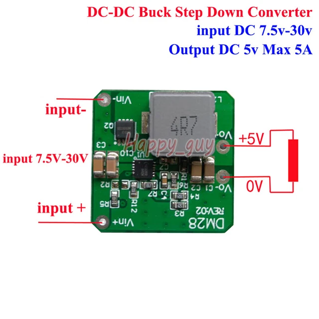 MINI CONVERTISSEUR DE tension DC-DC Buck Step Down 8V-30V 9V 12V 15V 24V à 5V Max 5A EUR 4,25 ...
