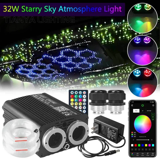 TWINKLE&METEOR FIBER OPTIC Headliner Starlight Kit RGB Remote Ceiling ...