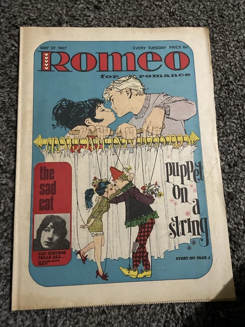ROMEO MAY 1967 BRITISH-TABLOID ROMANCE COMIC-Pop Music Cat Steven Tells ...