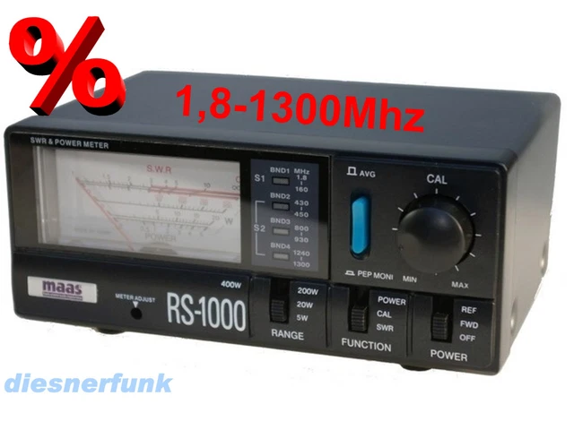MAAS RS-1000 SWR POWER Meter 1,8-1300 MHz KW CB VHF UHF Allbereichs SWR ...
