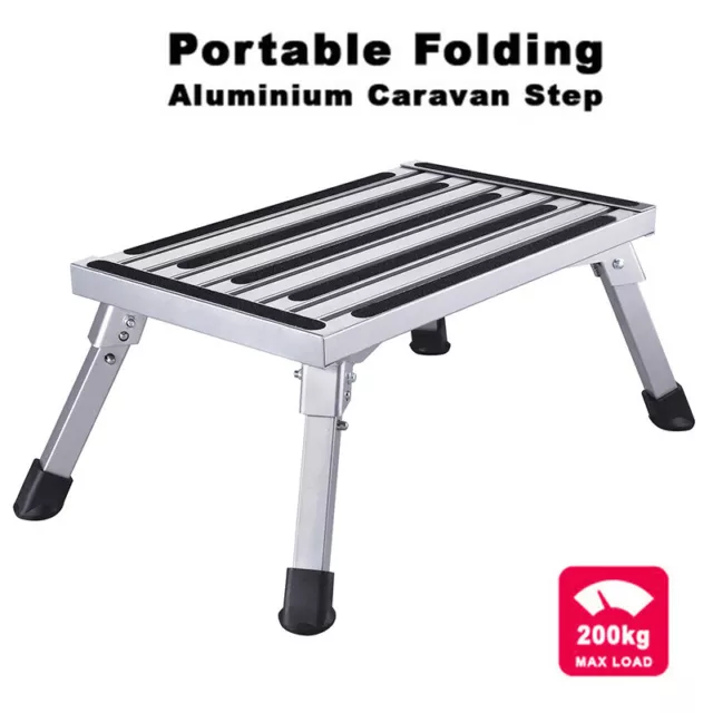 200KG PORTABLE FOLDING Aluminium Step Caravan Accessories Ladder Stool ...