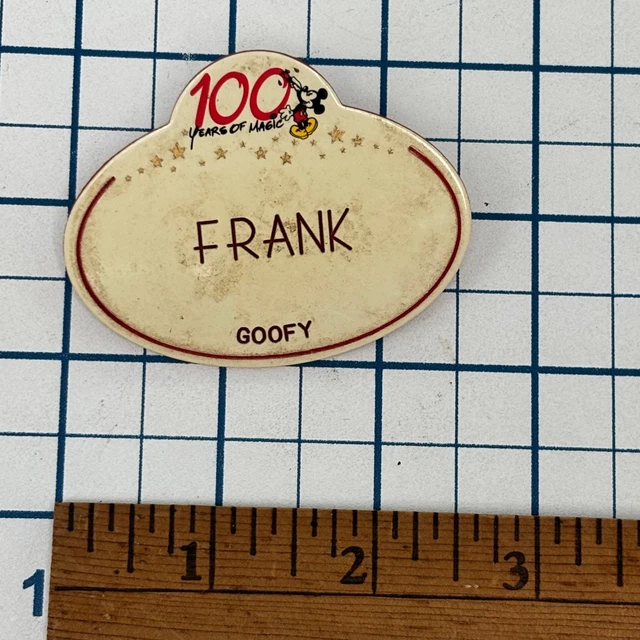 GOOFY WALT DISNEY Cast Member 100 Years of Magic Name Tag Pin Frank ...