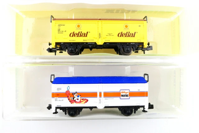 MINITRIX 13938/9 K 2er Set Hubschiebedach- und Schiebewandwagen DB, OVP ...