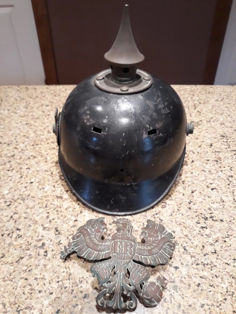 AUTHENTIC WW1 KAISER pickelhaube spiked helmet with Prussian eagle £310 ...