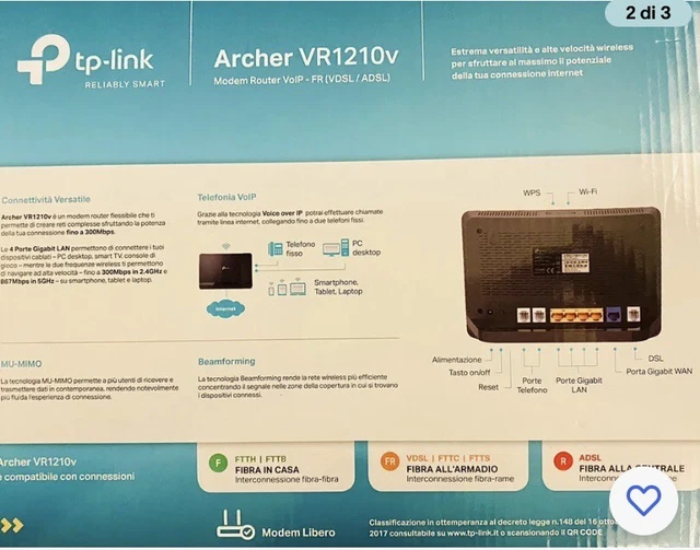 TP-LINK ARCHER VR1210V 300Mbps Wi-Fi Modem Router - Nero EUR 65,00 ...