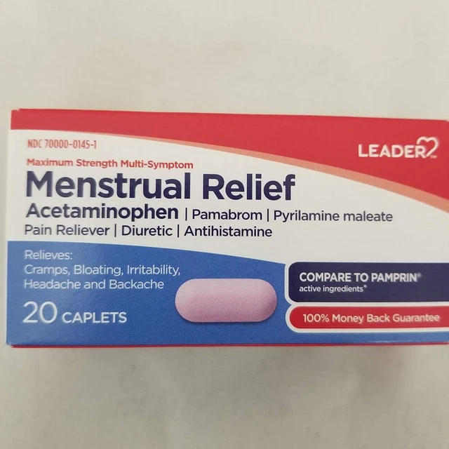 LEADER MAX STRENGTH Multi Symptom Menstrual Relief Acetaminophen Caplet ...
