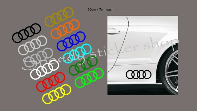 AUDI LOGO RINGE Aufkleber Aufkleber X2 20CM X 7CM A1 A2 A3 A4 A5 A6 A7 ...